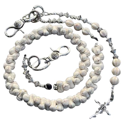 DFDG手作白松石骨头十字架腰链