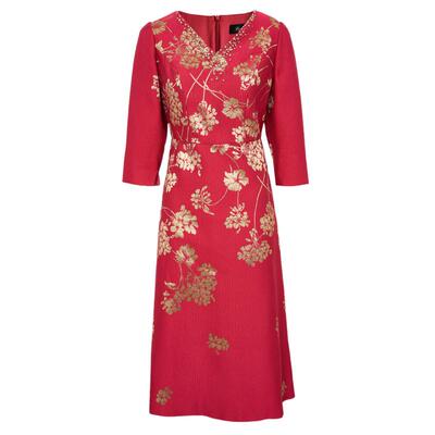 阿丹娜连衣裙刺绣V领长袖