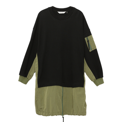 Moveup小众商场卫衣撞布拼接