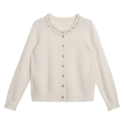 【优雅衣橱】YINER音儿专选女装冬季时尚纯羊毛木耳花边针织衫