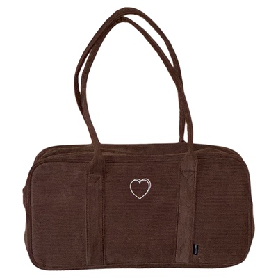 爱心刺绣单肩包波士顿包通勤上学