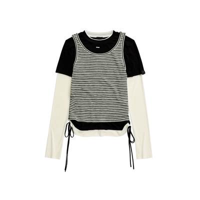 VVNK JANE PLUS2026秋季新款拼接假两件条纹T恤女J634052319A