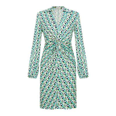 DVFV领长袖短款植物印花连衣裙