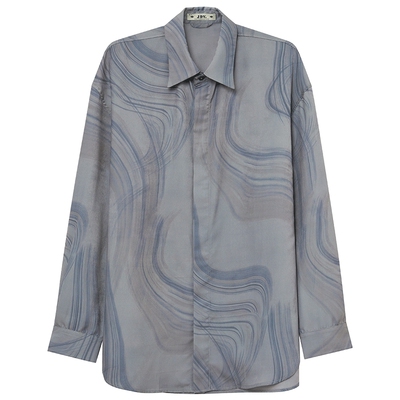 JDV春秋男士印花尖领长袖衬衫