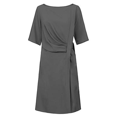 s.deer方领收腰半袖连衣裙