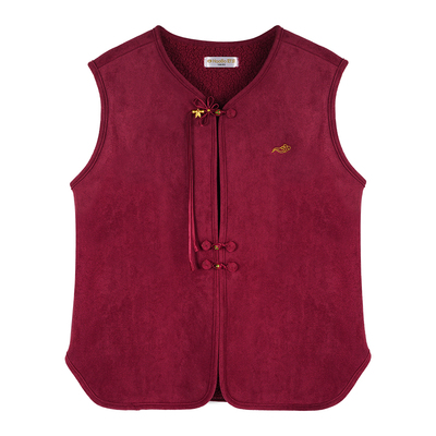 好波女马甲可外穿新国风中式马甲女士仿麂皮绒保暖女马甲HJR2567