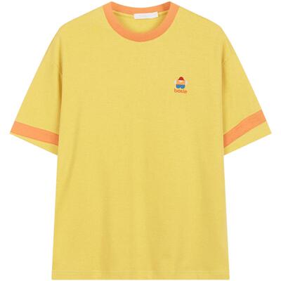 拼接短袖刺绣bosie休闲运动青年