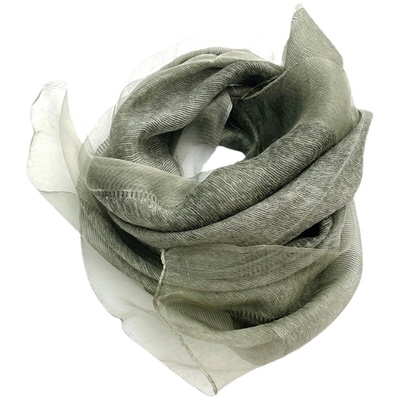 双层真丝混纺米色秋季薄款围巾披