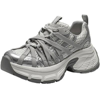 百丽时尚结构绑带老爹鞋女2026春新厚底增高潮酷休闲鞋B3031AM6