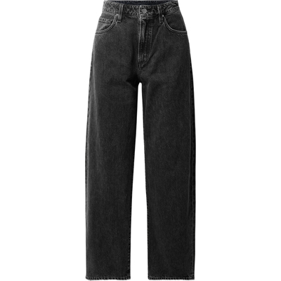 GOLDSIGN 女黑色做旧感高腰阔腿牛仔裤