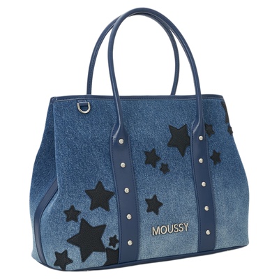 【新年礼物】MOUSSY星辰童梦牛仔星星贴布绣水桶包牛仔朋克风单包