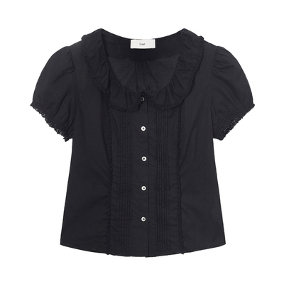 Dunst2026夏季新品女士浪漫蕾丝细节荷叶边领短袖衬衫UDBL6B223