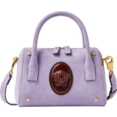 【早秋新品】VERSACE/范思哲 女士Roomy小号绒面革波士顿包
