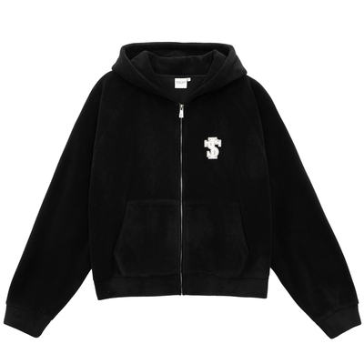 STK SmallTownKid双面摇粒绒连帽开衫潮牌美式风卫衣街头宽松休闲