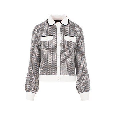 MARYLING黑白灰格百搭针织开衫