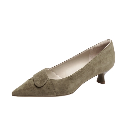 真美诗羊绒法式通勤尖头高跟鞋