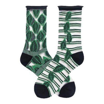 ab不对称女士日系复古卷边中筒袜