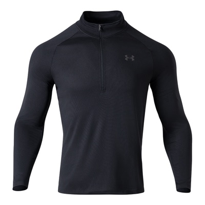 安德玛长袖T恤Tech男子1/2拉链训练运动服立领套头衫上衣1328495