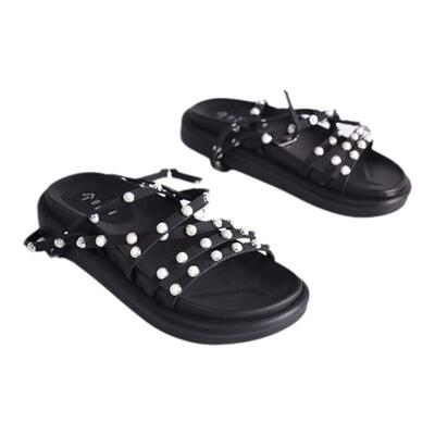 罗马凉鞋女脚踝绑带平底沙滩鞋城