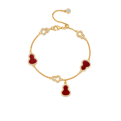 轻奢小众红玛瑙葫芦银手链女款