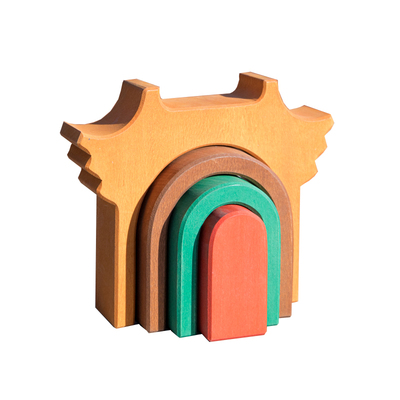 中国风亭子进口椴木玩具儿童益智