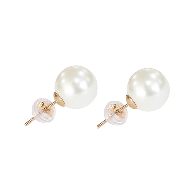 dellamo强光正圆珍珠耳钉女纯银高级耳环耳夹百搭春夏氛围感耳饰