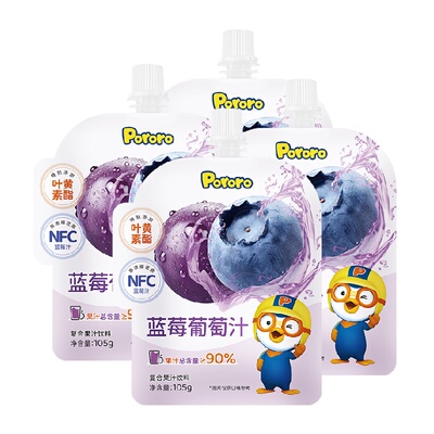 啵乐乐NFC蓝黄双营养105g*4袋