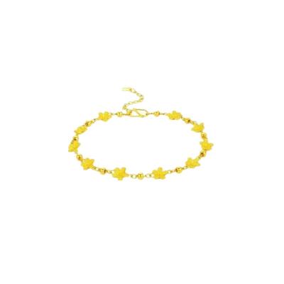 新款桃花朵朵中式婚嫁手串女999黄金色花丝繁花甜美气质手链送礼