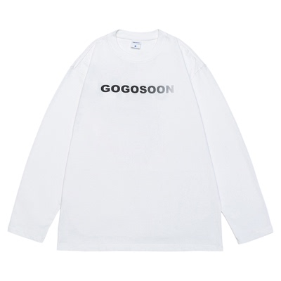 GOGOSOON长袖T恤男300g新款春秋全棉美式字母宽松青少年个性内搭