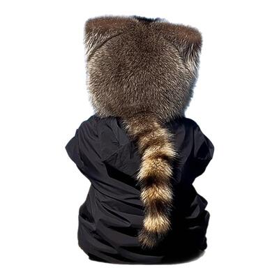 小浣熊皮草帽子真毛霸王帽儿童