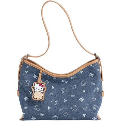 TOUTOUhellokitty联名三丽鸥凯蒂猫哈喽kt牛仔托特包大容量腋下包