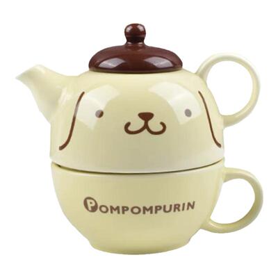 日单尾货 sanrio布丁狗布甸狗系列双层陶瓷小茶壶茶杯套装