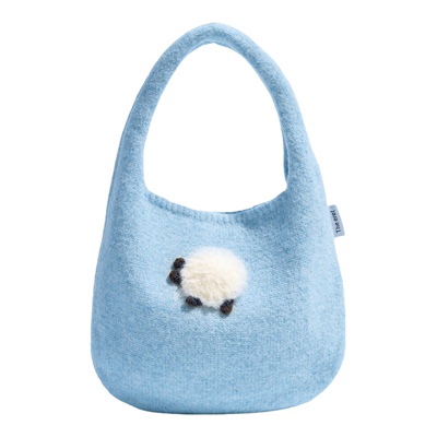 CKKUI复古毛球编织包包2025秋冬