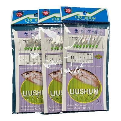 六顺白皮串钩6钩8钩红皮仿生仕挂荧光发光有倒刺鱼钩用品