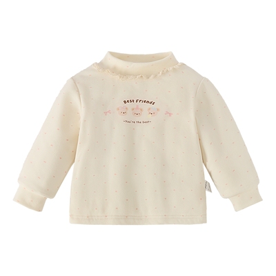 [抗菌远红外]女童t恤长袖8宝宝秋冬夹棉保暖高领衣服儿童女孩上衣