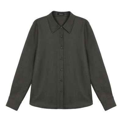 Maven Lin 知性娴雅 经典翻领长袖衬衫女高级感宽松白领叠穿衬衣