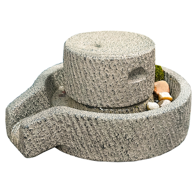 庭院石磨流水摆件循环水磨盘配件景观装饰假山仿石水景鱼池造景