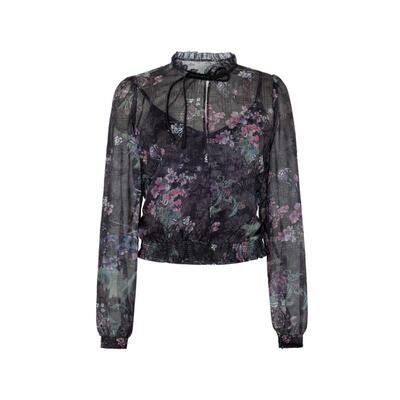 XG雪歌碎花长袖两件套衬衫2025春季新款通勤简约灯笼袖休闲上衣女