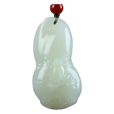 和田玉白玉青蛙莲蓬挂件吊坠