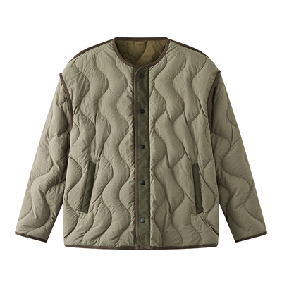 双面穿日系复古海浪绗缝羽绒服