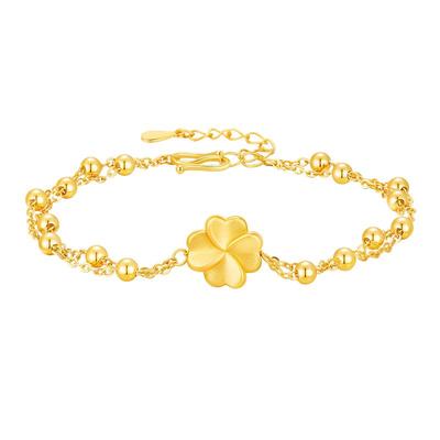 中国黄金珍纯银四叶草气质手链