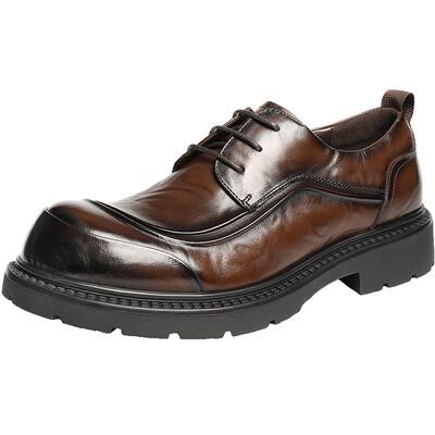 百丽男鞋真牛皮大头商务鞋男士26新款春季通勤厚底休闲鞋A2275AM6