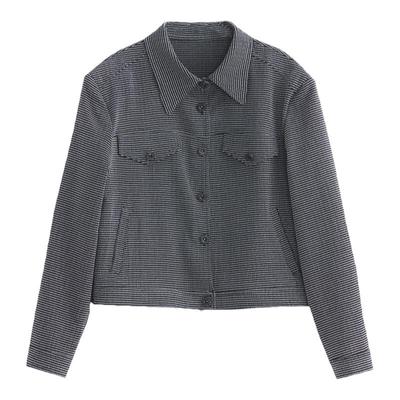 小香风黑白格纹街头外套