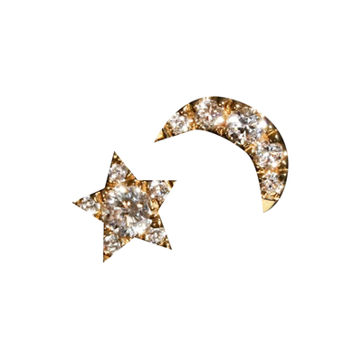 BENSHENG925纯银璀璨星月耳钉女