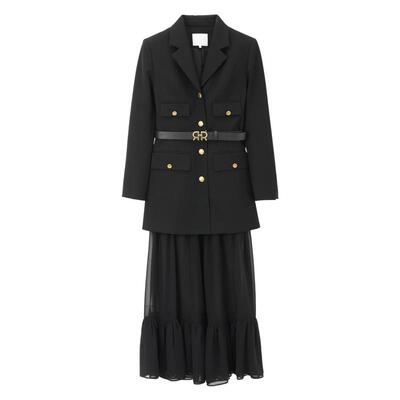 REVAN芮范设计师款清冷感网纱西装连衣裙RM91101399