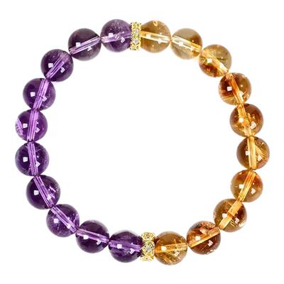 多宝水晶单圈手串紫黄双色水晶