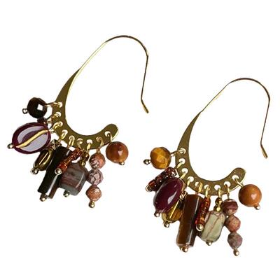 「三两事」原创诧寂风禅意耳饰个性设计感虎眼石耳环秋新中式耳坠