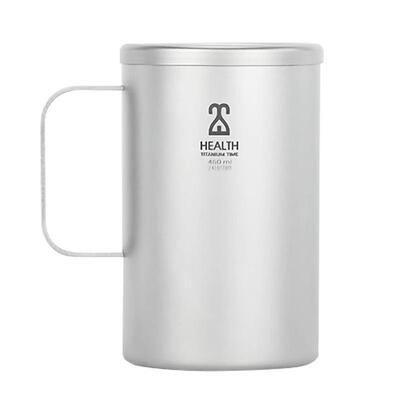 铠斯 钛时代双层杯纯钛杯子隔热钛水杯家用马克杯咖啡牛奶杯带盖