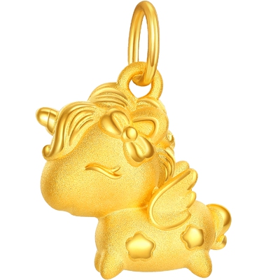 潮宏基欢乐独角兽黄金吊坠5D