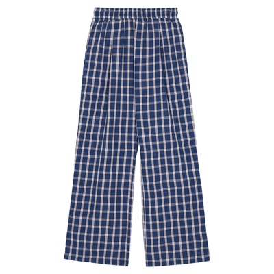 夏季泡泡纱格子裤男女同款